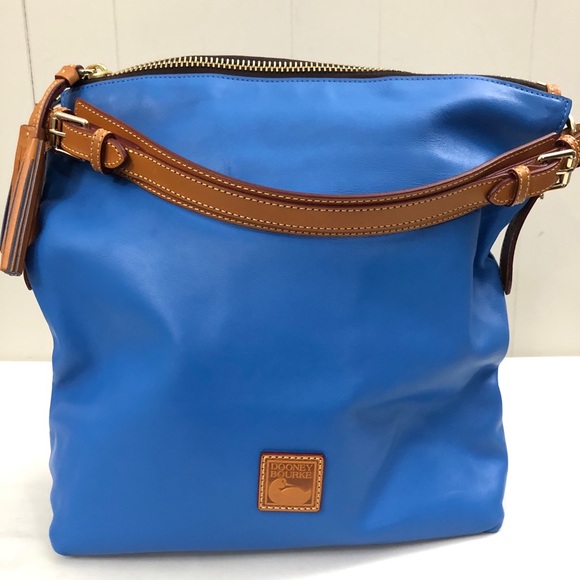 Dooney & Bourke | Bags | Dooney Bourke Blue Leather Hobo Bag Mckenzie ...